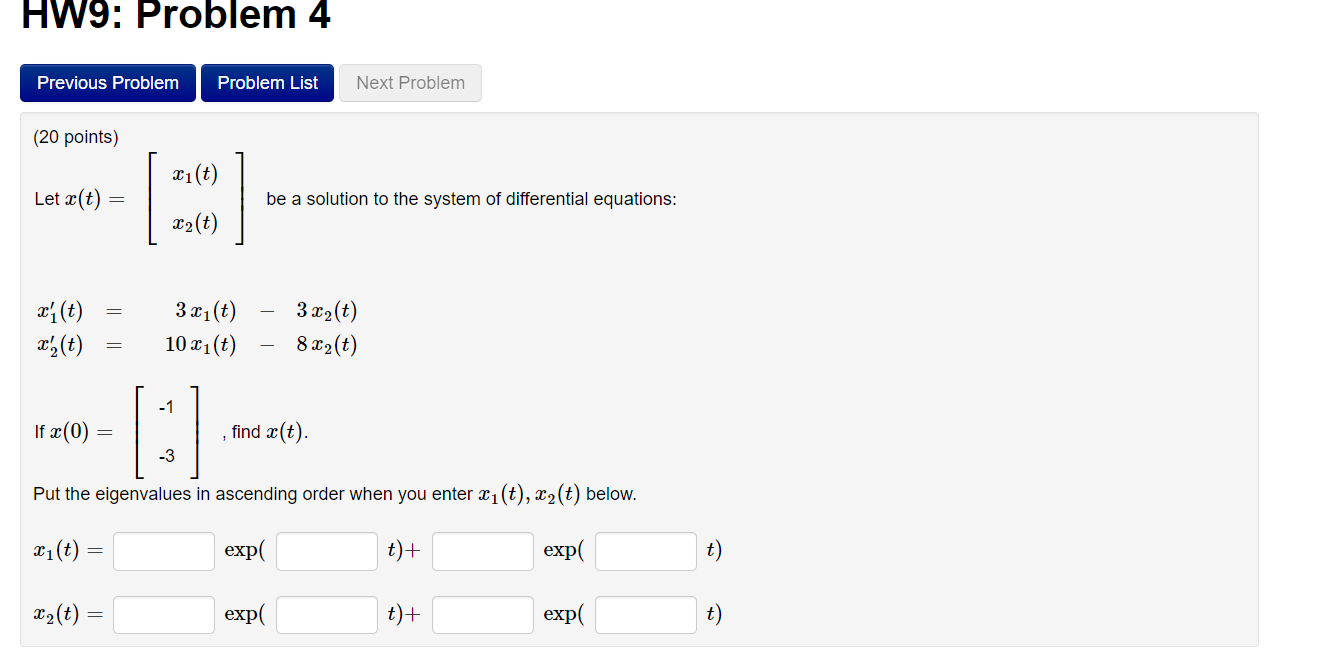 Solved HW9: Problem 4 Previous Problem Problem List Next | Chegg.com