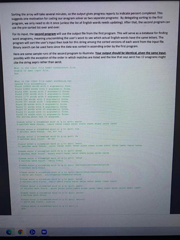 Solved Anagram Solver This project involves writing an | Chegg.com