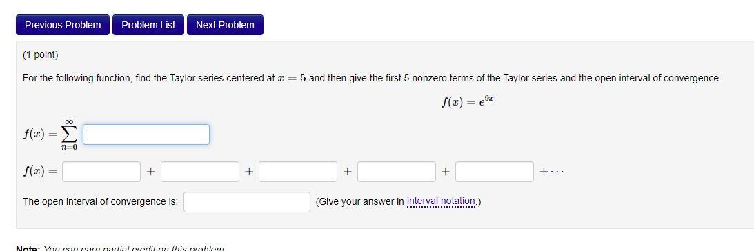 Solved Previous Problem Problem List Next Problem (1 point) | Chegg.com