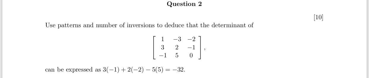 Solved Question 2 [10] Use patterns and number of inversions | Chegg.com