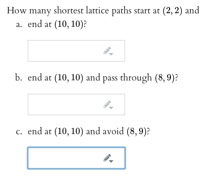 Solved How many shortest lattice paths start at (2, 2) and | Chegg.com