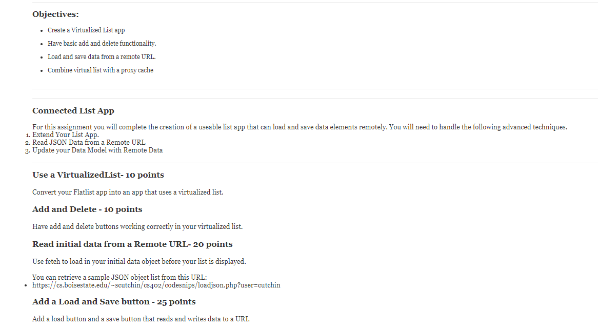 Objectives: - Create a Virtualized List app - Have | Chegg.com