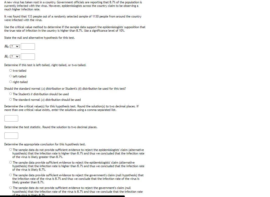 Determine if this test is left-tailed, right-tailed, | Chegg.com