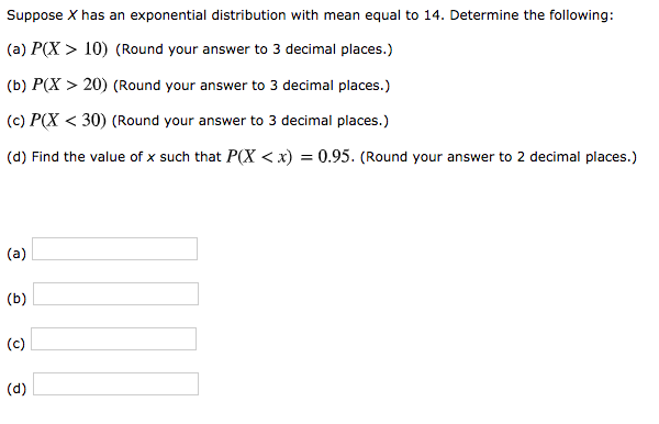 Solved Suppose X has an exponential distribution with mean | Chegg.com