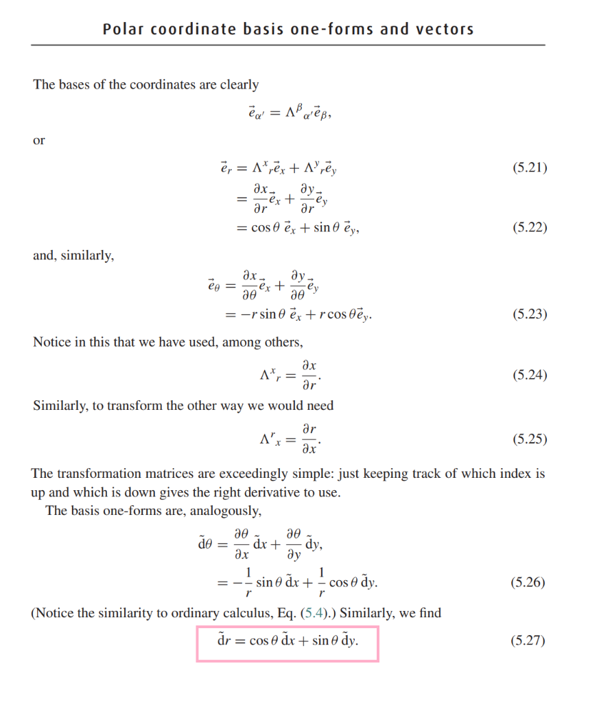 Solved Polar coordinate basis one-forms and vectors The | Chegg.com