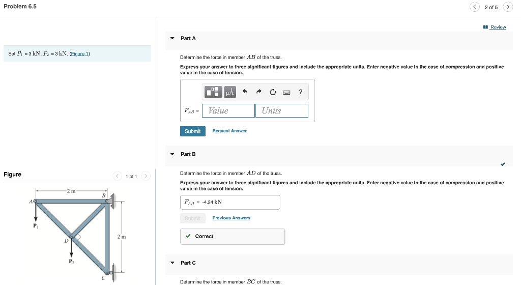 Solved Set P1=3kN,P2=3kN. (Eigure 1) Determine the force in | Chegg.com Solved Set P1=3kN,P2=3kN. (Eigure 1) Determine the force in | Chegg.com