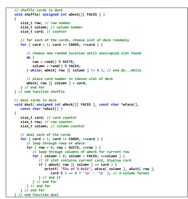 EEL 2880 HW6. Shuffle and Print a Deck, plus Play | Chegg.com