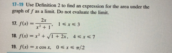 Solved 17-19 Use Definition 2 to find an expression for the | Chegg.com
