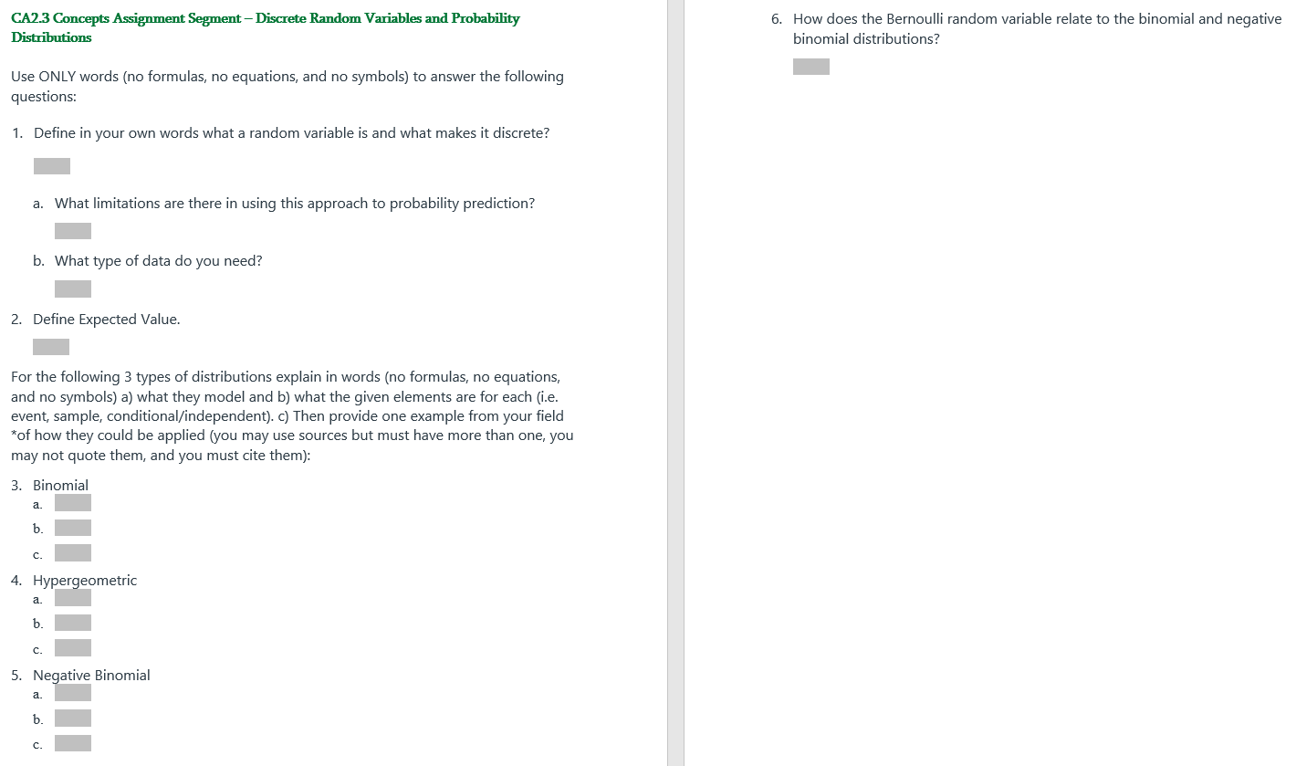 Solved CA2.3 Concepts Assignment Segment - Discrete Random | Chegg.com