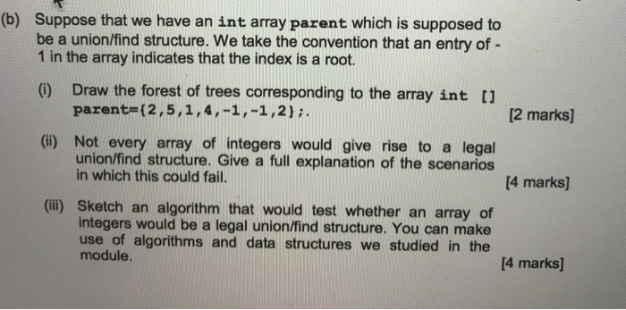 Solved Suppose that we have an int array parent which is | Chegg.com
