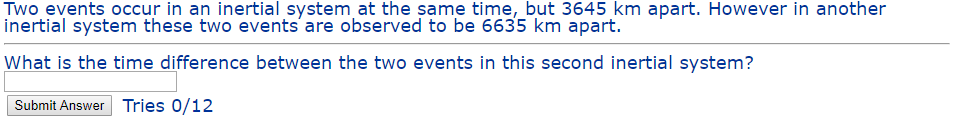Solved Two events occur in an inertial system at the same | Chegg.com