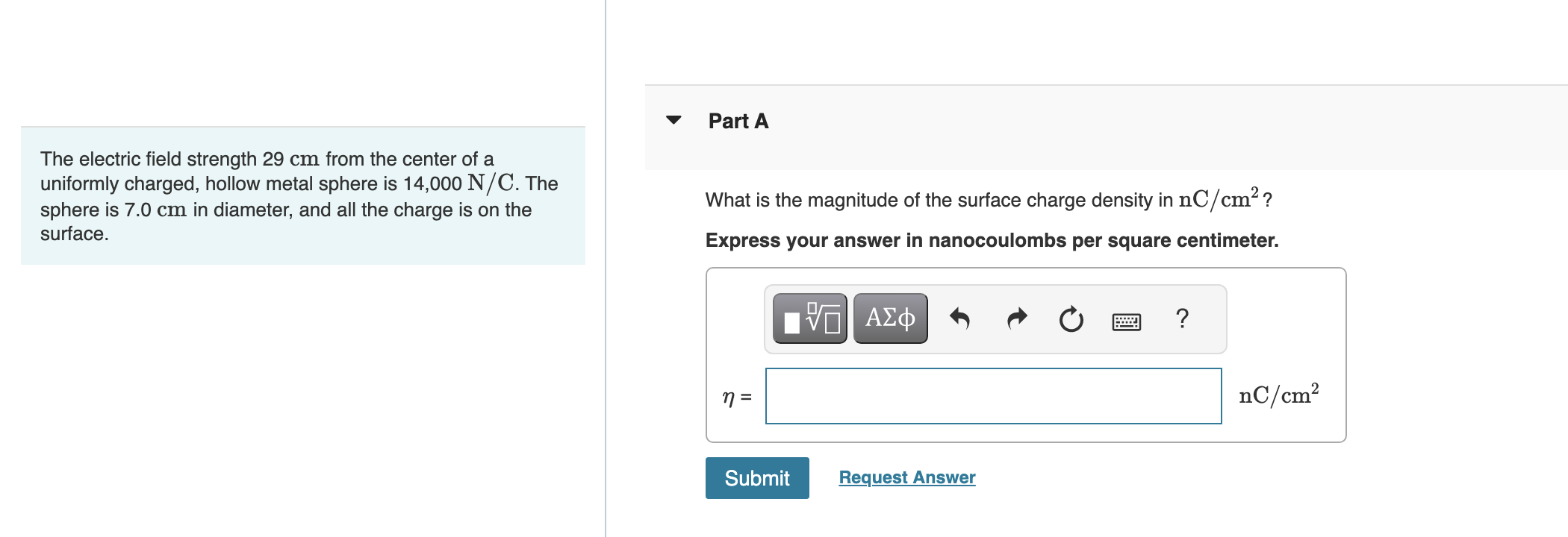 [Solved]: The electric field strength 29 cm from the center