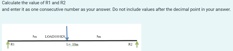 Solved Calculate the value of the reactions R1 and R2. Enter | Chegg.com