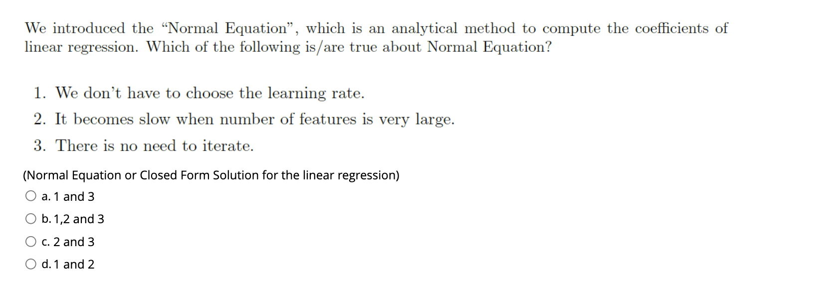 Solved We introduced the "Normal Equation", which is an | Chegg.com
