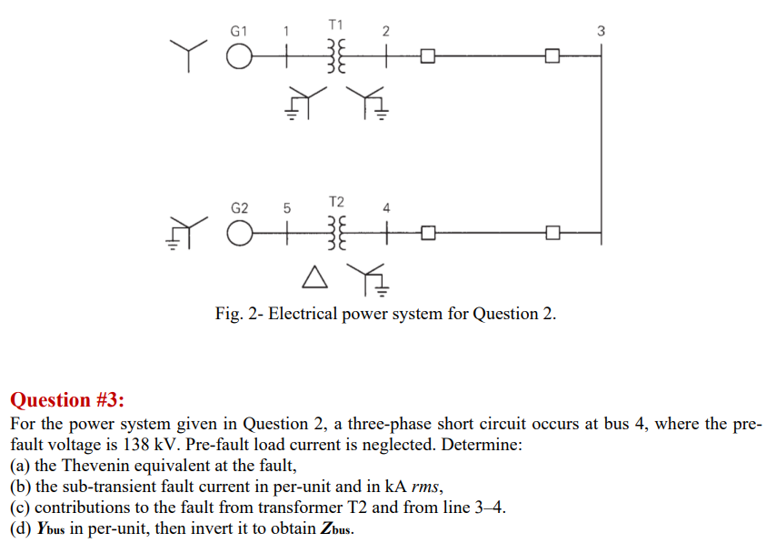 Solved Question 3 For The Power System Given In Question