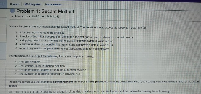 Solved se Courses LMS Integration Documentation Problem 1: | Chegg.com