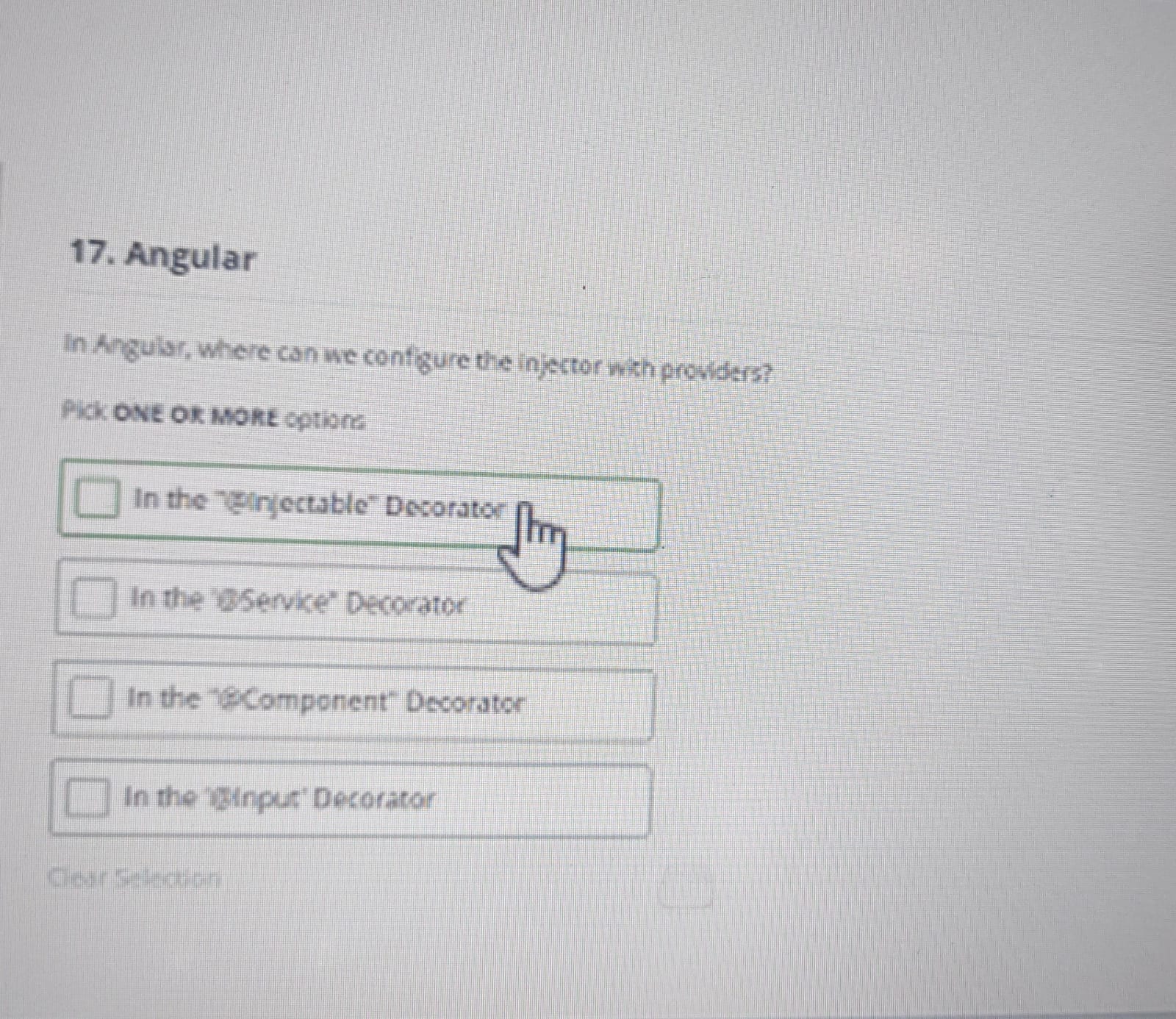 Solved AngularIn Anguls, where con we configure the injector | Chegg.com