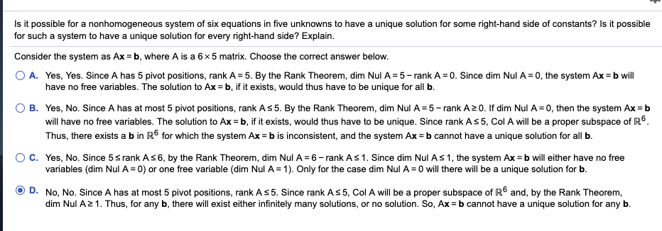 Solved Is it possible for a nonhomogeneous system of six | Chegg.com