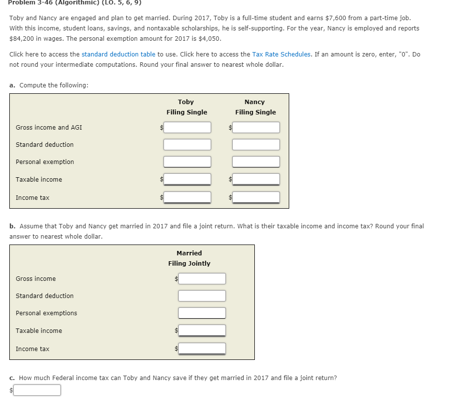 Solved Problem 3-46 (Algorithmic) (Lo. 5, 6, 9) Toby and | Chegg.com Solved Problem 3-46 (Algorithmic) (Lo. 5, 6, 9) Toby and | Chegg.com