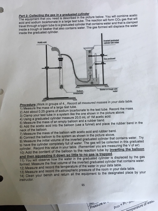 Part 2: Collecting the gas in a graduated cylinder | Chegg.com