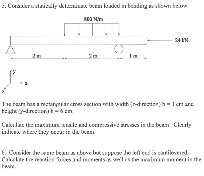 Solved 5. Consider a statically determinate beam loaded in | Chegg.com
