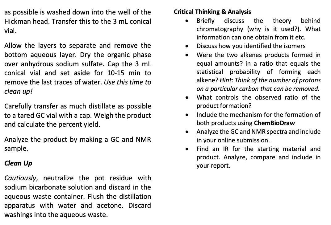 Solved 9 Synthesis of Methylbutenes Acid Catalyzed | Chegg.com