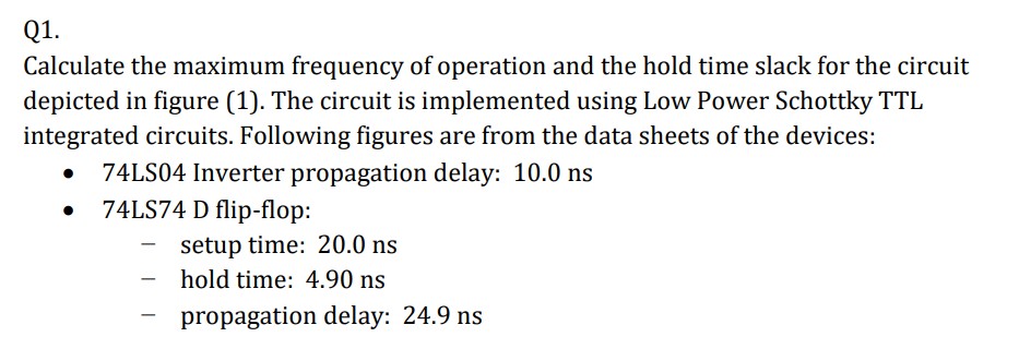 Solved Q1. Calculate the maximum frequency of operation and | Chegg.com