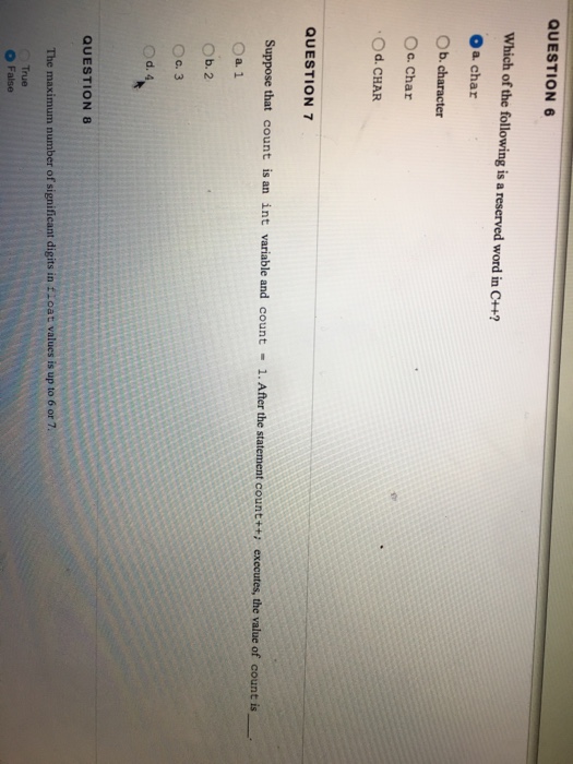 Solved Which of the following is a reserved word in C++? | Chegg.com