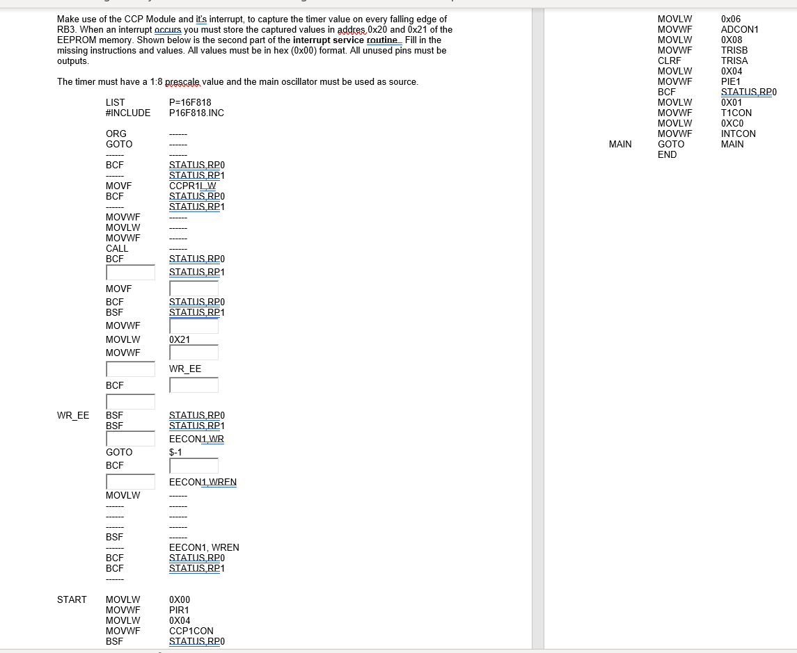 Solved Make use of the CCP Module and it's interrupt, to | Chegg.com