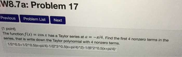 Solved HW8.7a: Problem 12 Previous Problem List Next (1 | Chegg.com