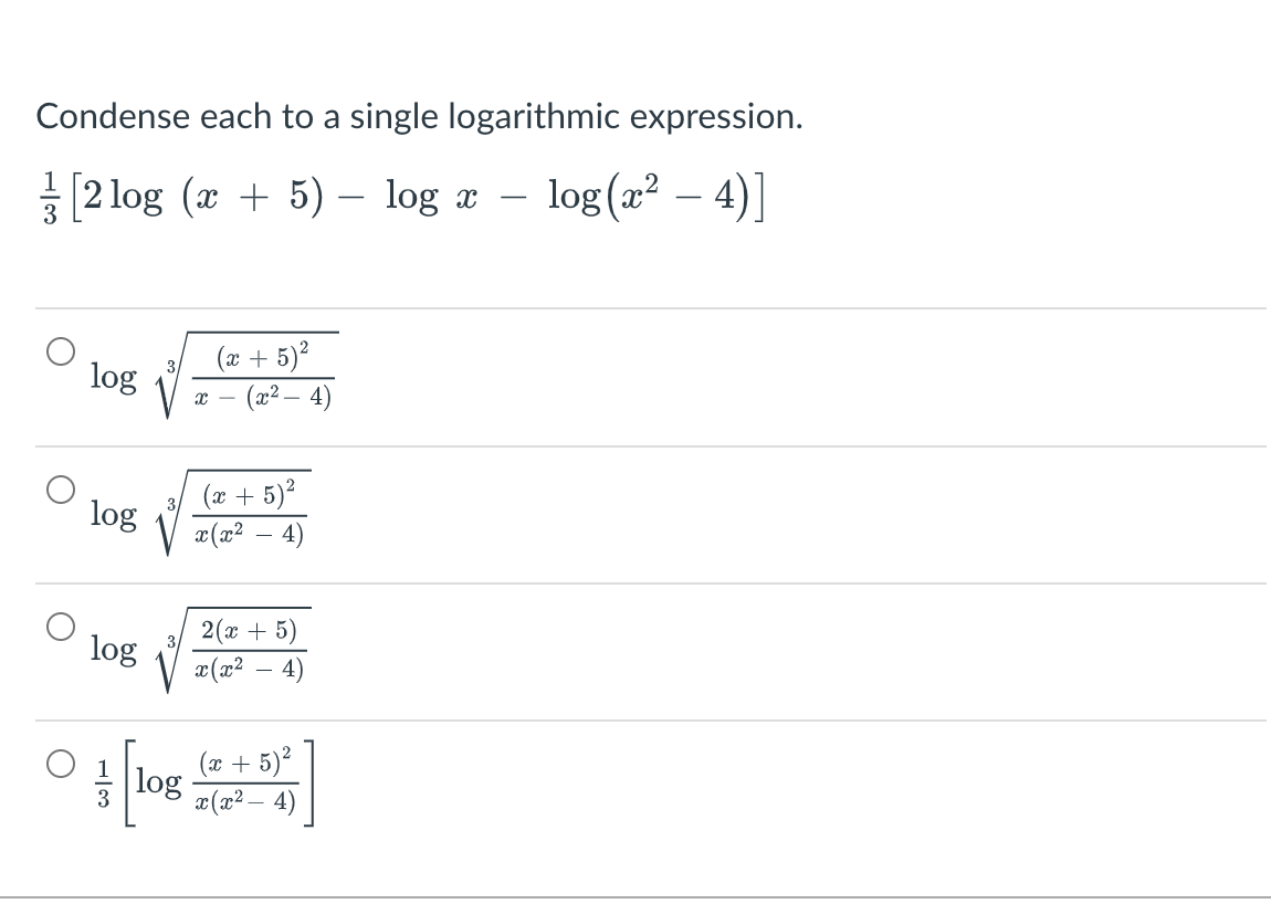 Solved Condense each to a single logarithmic expression. | Chegg.com