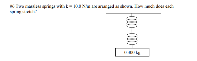 Solved 6 Two Massless Springs With K 10 0 N M Are Arranged