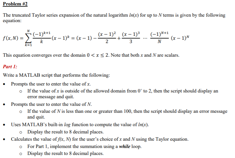 Solved Problem #2 The truncated Taylor series expansion of | Chegg.com
