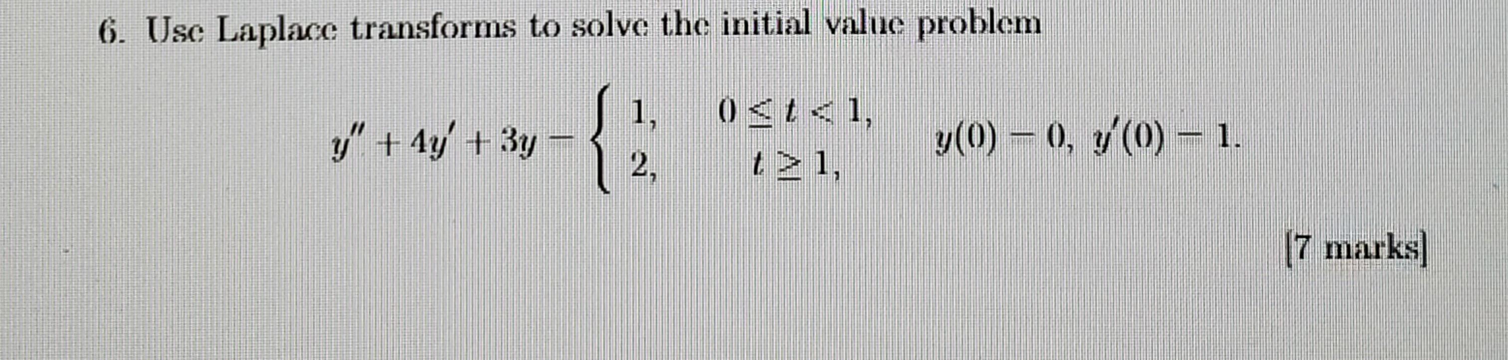 Solved 6. Use Laplace transforms to solve the initial value | Chegg.com