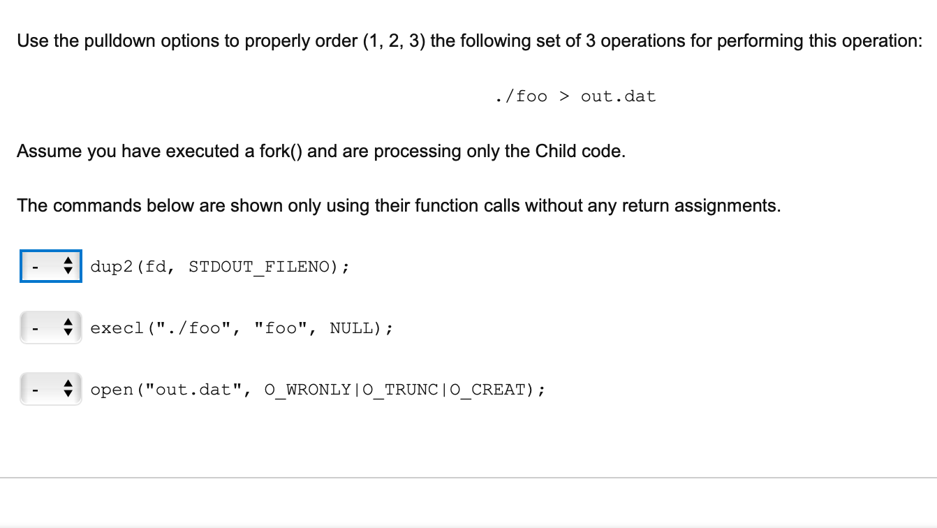 Solved Use the pulldown options to properly order (1, 2, 3) | Chegg.com