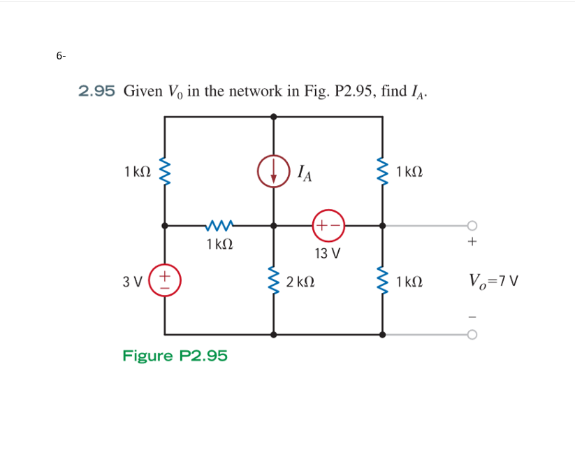 Solved 6-2.95 ﻿Given V0 in ﻿the network in ﻿Fig. P2.95, | Chegg.com