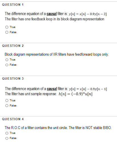 Solved QUESTION 1 The difference equation of a causal filter | Chegg.com