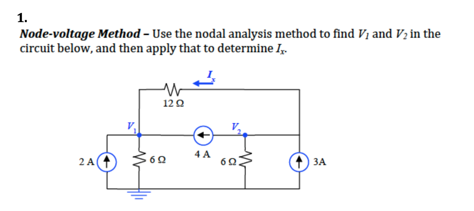 Solved 1. Node-voltage Method - Use the nodal analysis | Chegg.com