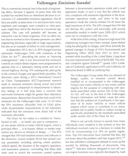 Solved Volkswagen Emissions Scandal This is a somewhat | Chegg.com