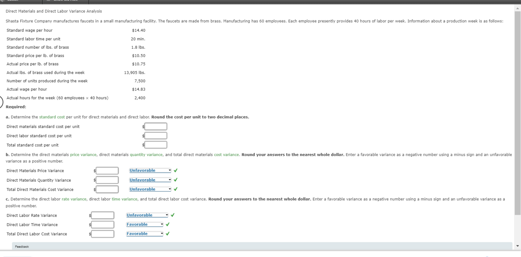 Solved Direct Materials and Direct Labor Variance Analysis | Chegg.com