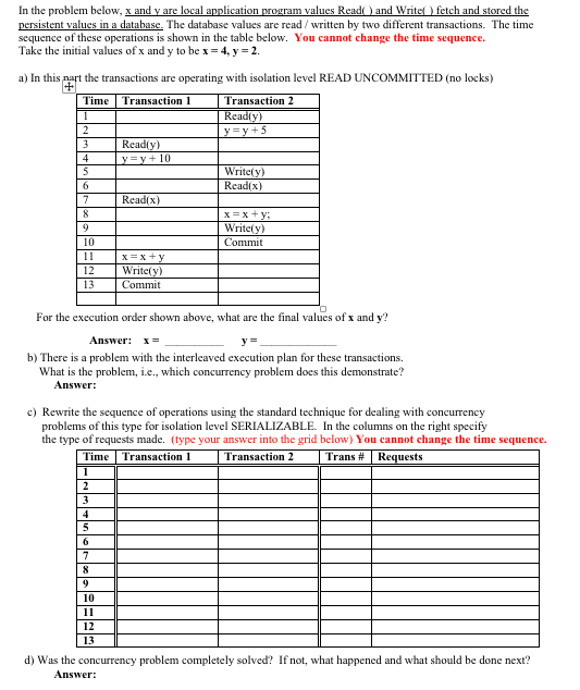 In the problem below, x and y are local application | Chegg.com