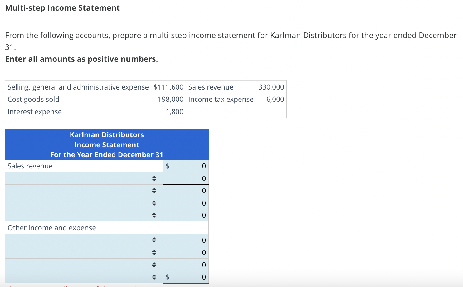 [Solved]: Multi-step Income Statement From the following acc