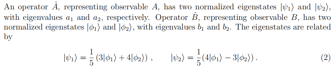 Solved An operator A, representing observable A, has two | Chegg.com