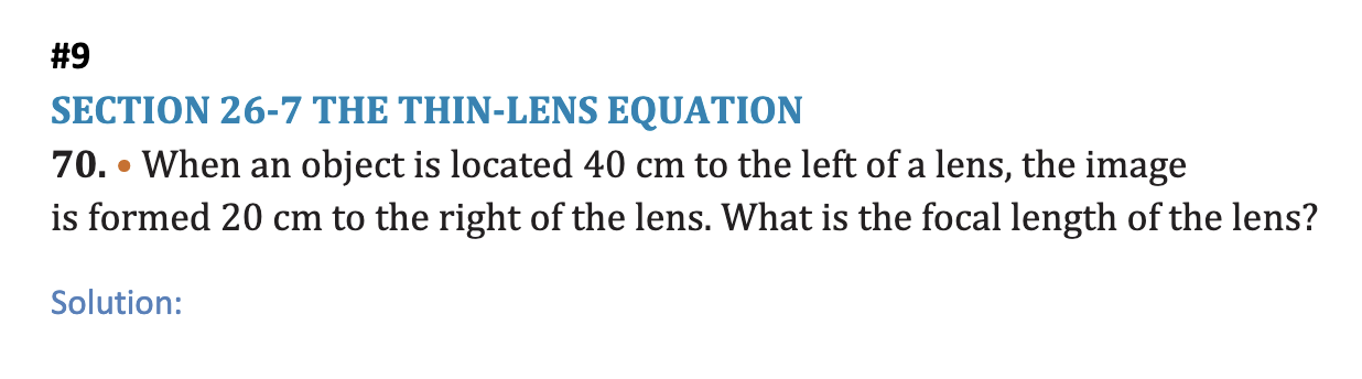 Solved SECTION 26-7 THE THIN-LENS EQUATION 70. - When an | Chegg.com