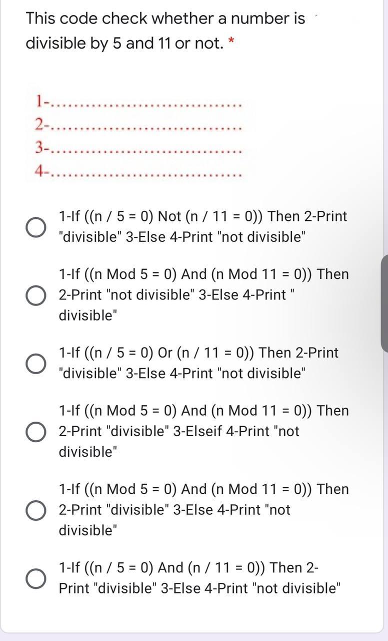 Solved This code check whether a number is divisible by 5 | Chegg.com