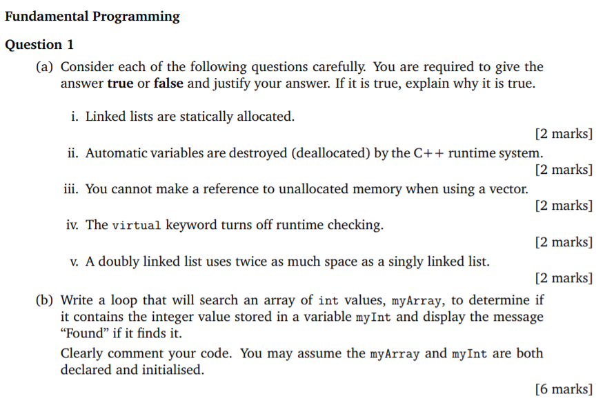 Solved Fundamental Programming Question 1 (a) Consider each | Chegg.com