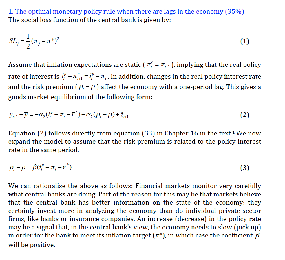 1. The optimal monetary policy rule when there are | Chegg.com