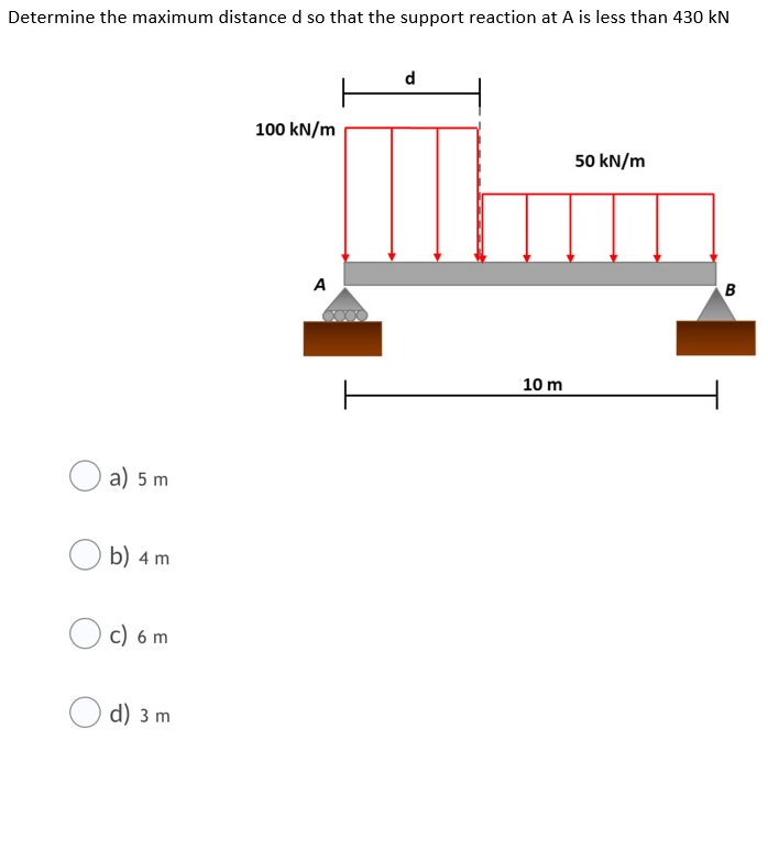 Solved Determine the maximum distance d so that the support | Chegg.com