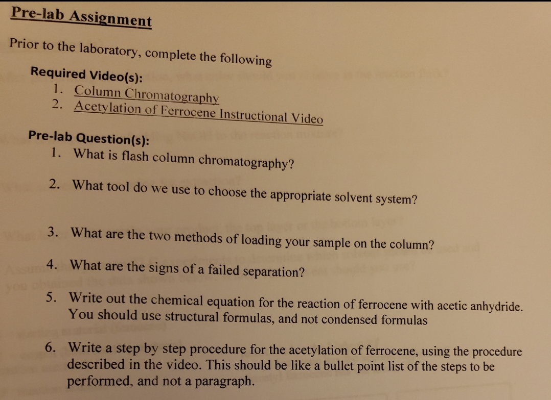 Solved Pre-lab Assignment Prior to the laboratory, complete | Chegg.com