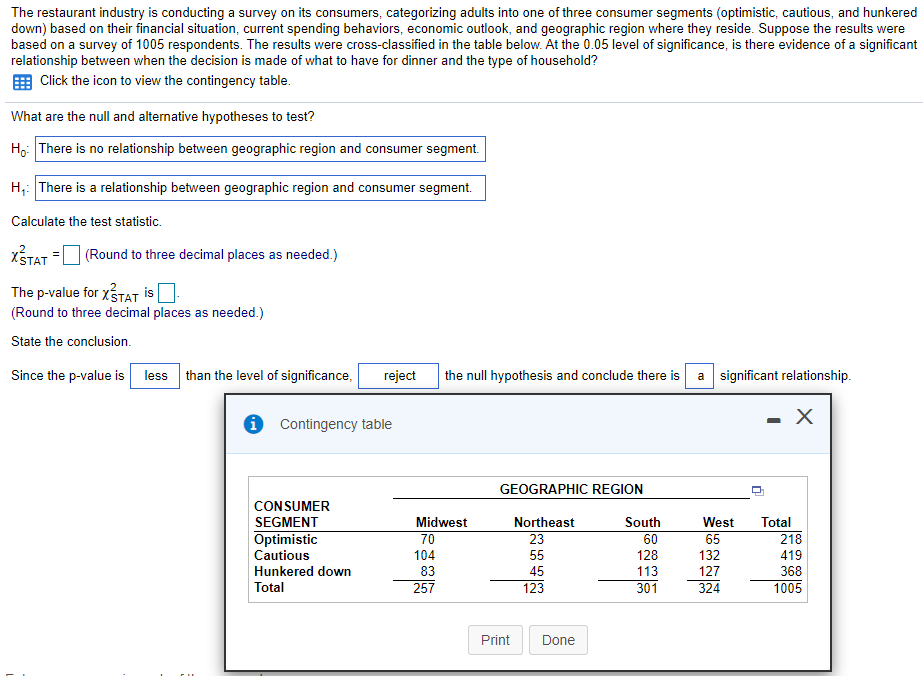 Solved The restaurant industry is conducting a survey on its | Chegg.com